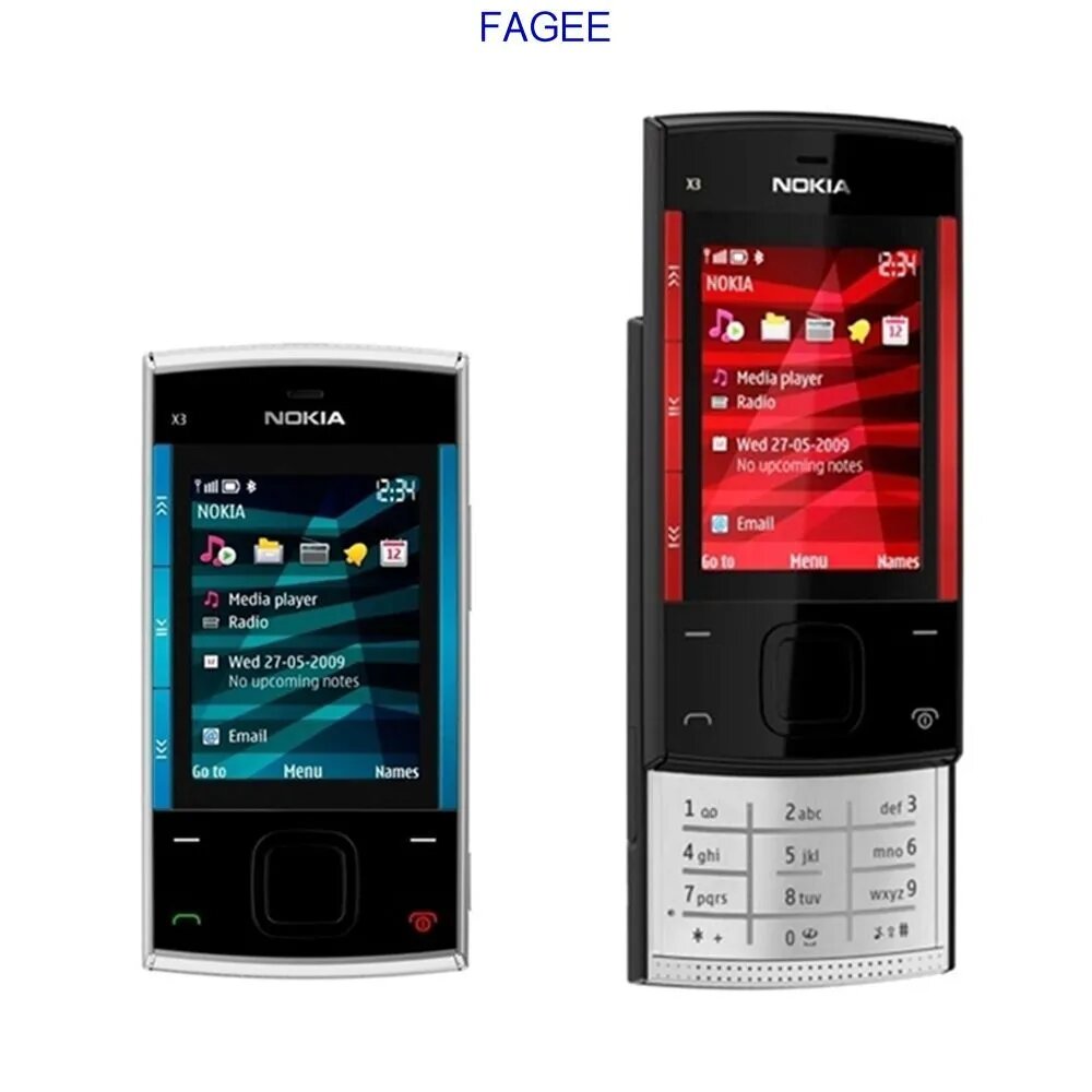 Nokia X3-00 мобильный телефон 3.2MP камера 2.2" экран Bluetooth MP3 черный, красный