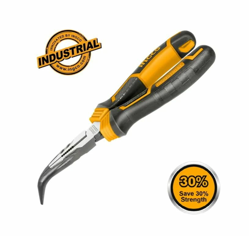 Длинногубцы INGCO Industrial изогнутые 200мм HHBNP28201