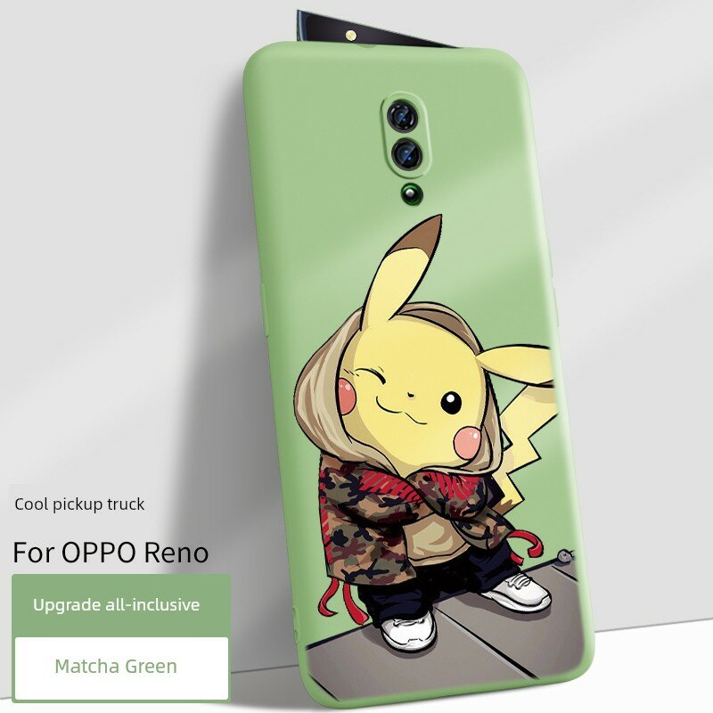Чехол для OPPO Reno с защитой объектива из жидкой силикона, Мятный зеленый