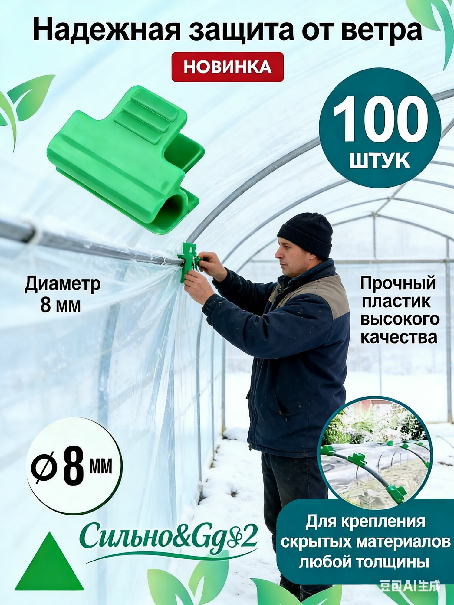 Колышек, скоба садовые30 х 20мм, Пластик, 100 шт