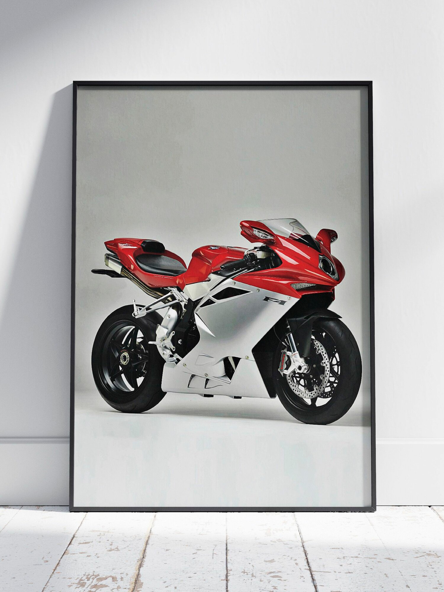 Плакат на стену для интерьера Мотоцикл (MV Agusta F4 3) - Постер по мото и байкам формата A3 (30x42 см)