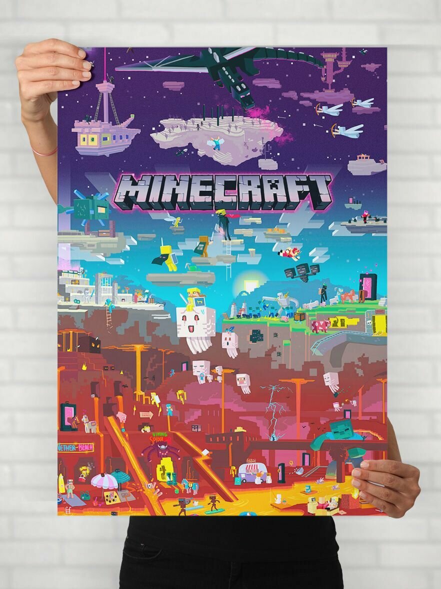 Плакат на стену для интерьера Майнкрафт (Minecraft 8) - Постер по компьютерной игре формата A1 (61x84 см)