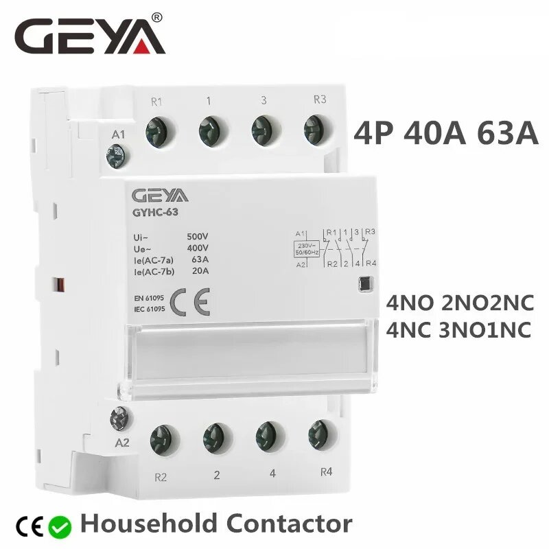 GEYA GYHC Контактор AC 63A 4P 3NO1NC