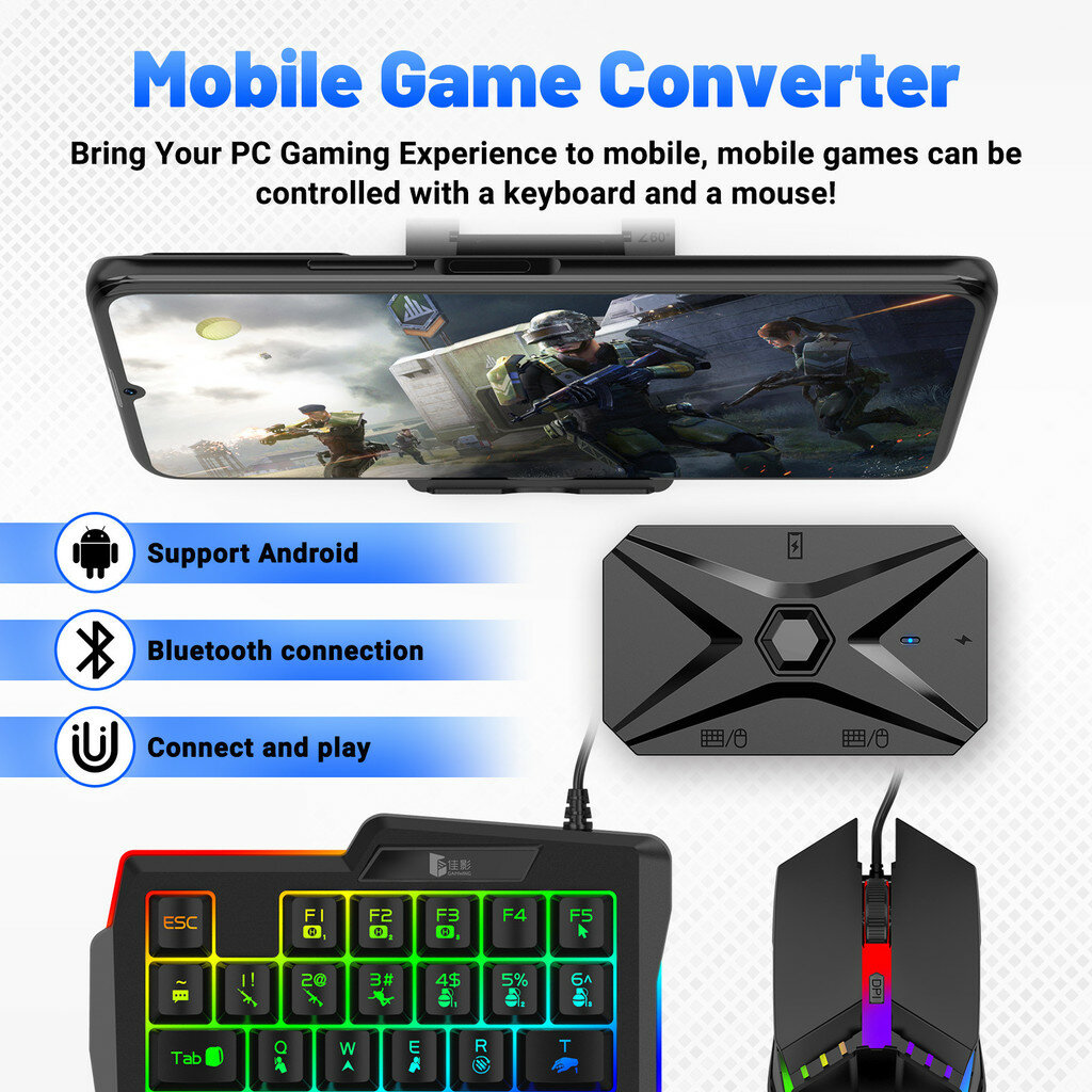 Gamwing M1 Pro+ Мобильный конвертер Адаптер клавиатуры и мыши для Android PUBG с Bluetooth 5.0