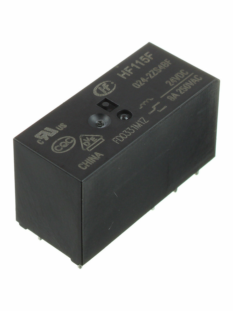 Реле 24В, 2 группы 8А 250В AC Hongfa HF115F 024-2ZS4BF SPDT 2С