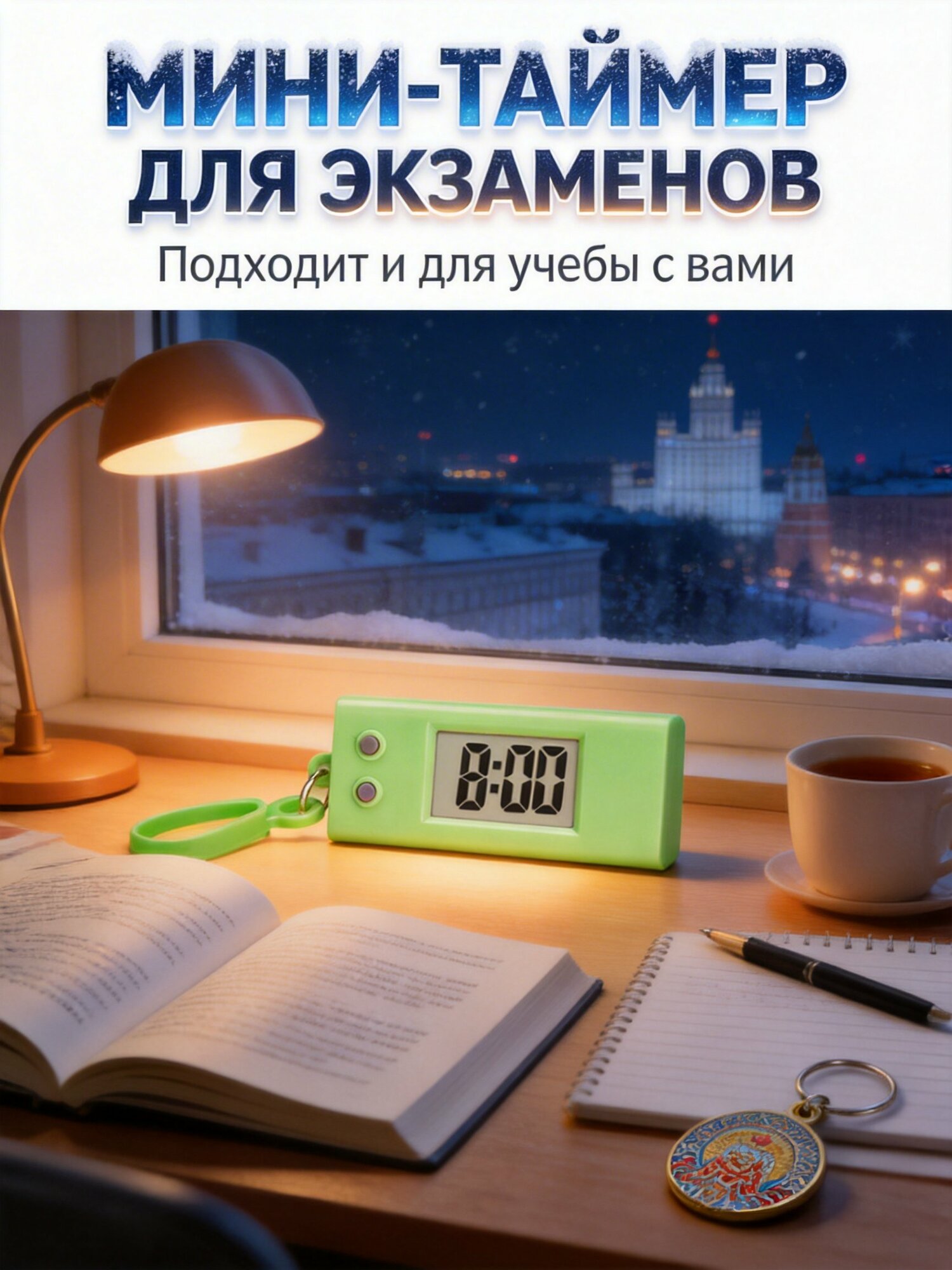 Мини-часы брелок с цифровым LCD-дисплеем, бесшумные для экзаменов и повседневного ношения на ключах или сумке