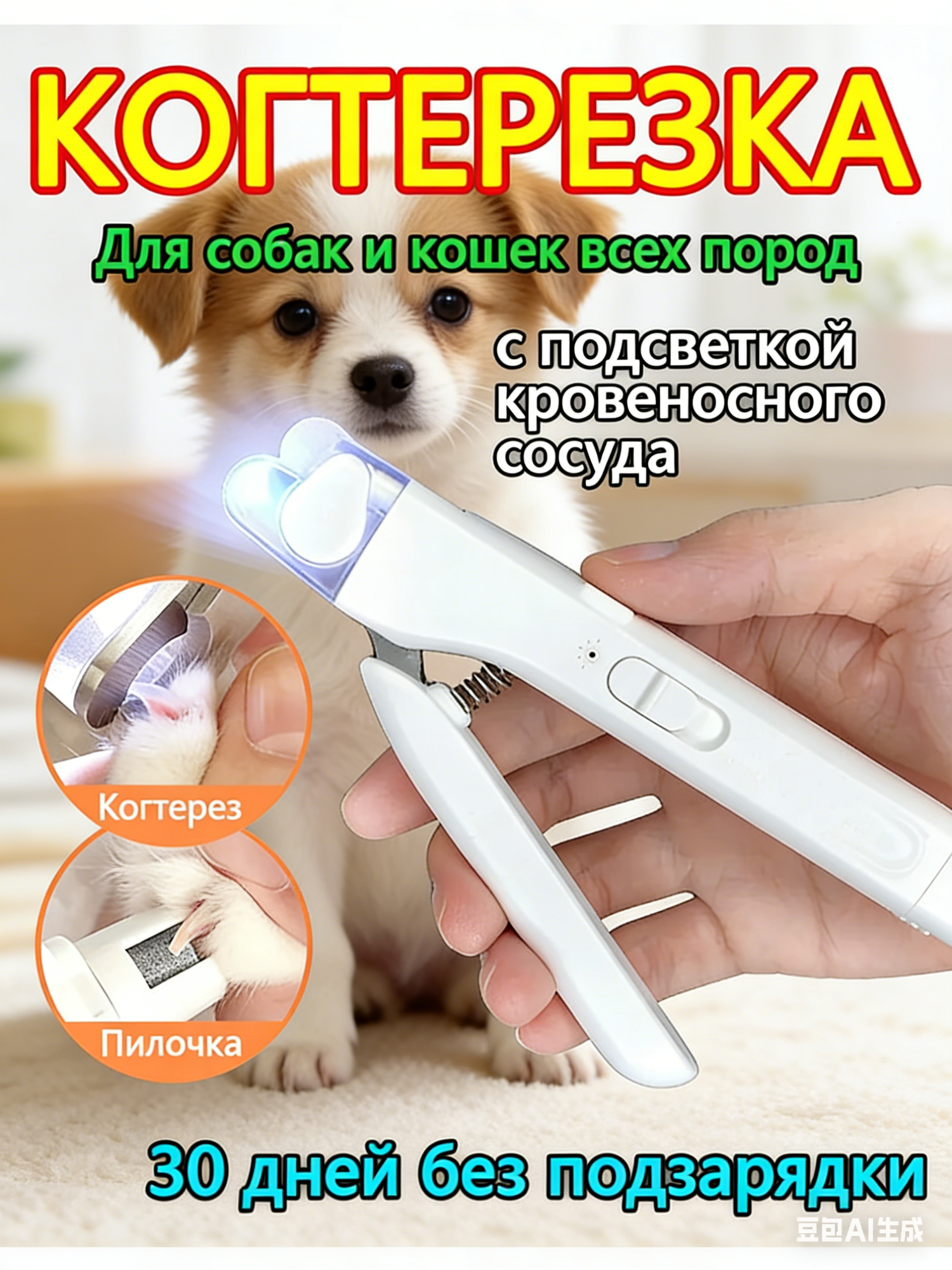 Безопасные когтерезки для собак с ограничителем и подсветкой