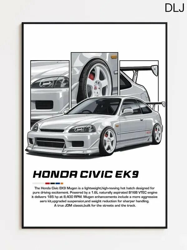 Постер "Honda Civic EK9", 40 см х 30 см