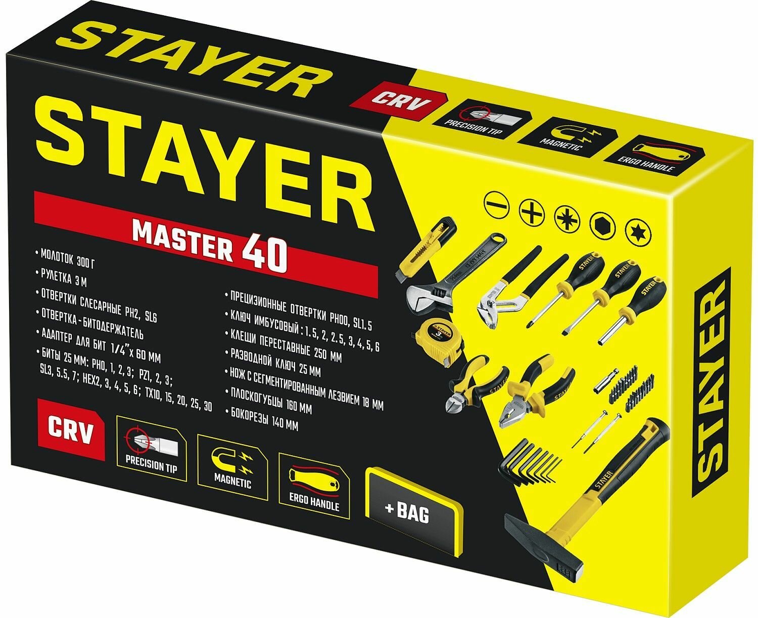 STAYER Master-40, 40 предм, универсальный набор инструмента для дома (22052-H40)
