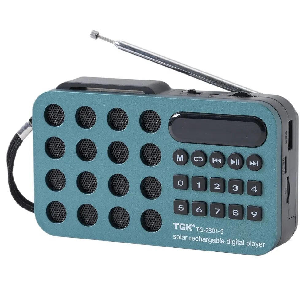 Радиоприемник TGK TG-2301-S с картой памяти и USB, ручная настройка, зеленый