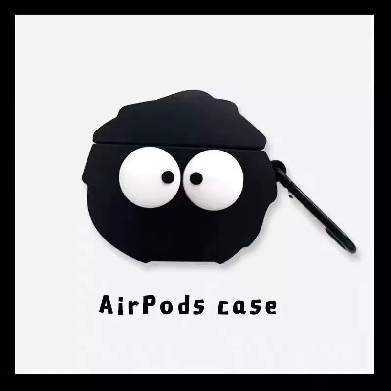Чехол для наушников для 6-го поколения AirPods, мягкий силиконовый защитный чехол с узором угля и крючком, мультяшный