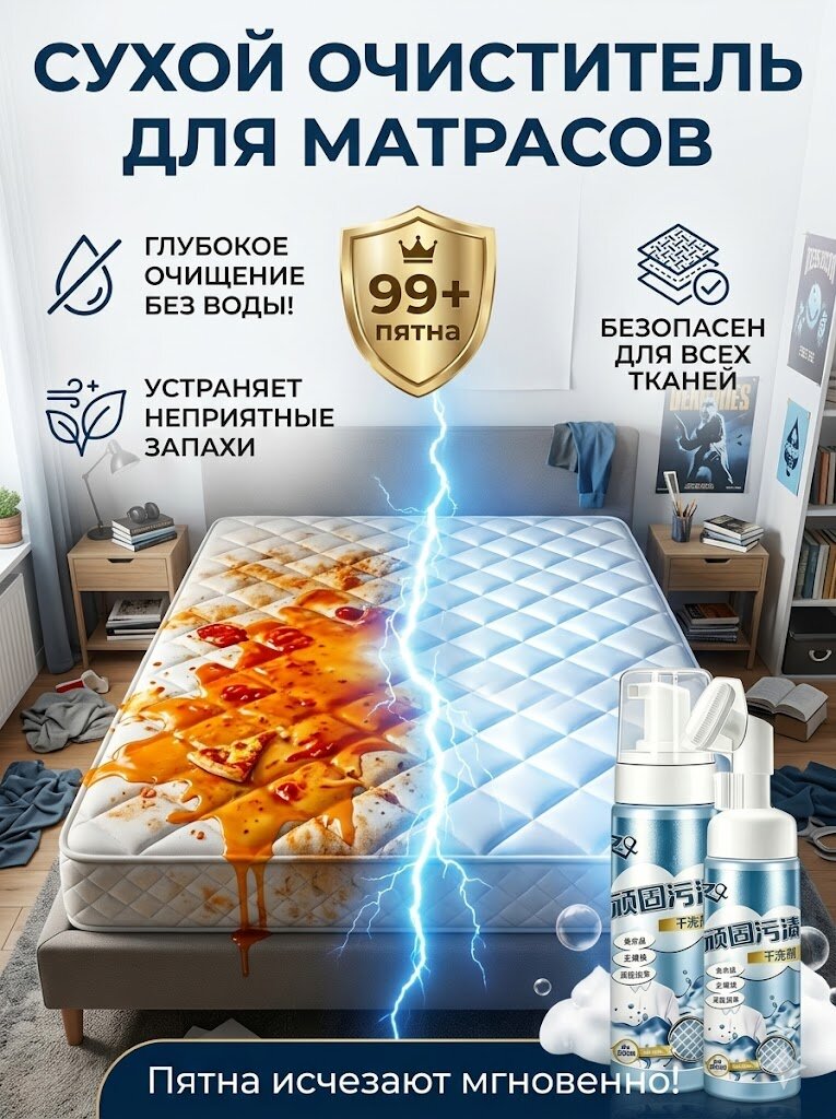 Очиститель URGENT для матрасов - спрей от пятен и грязи 200 мл | Быстрая очистка за 2 минуты