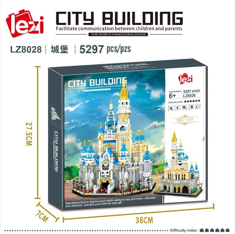 Lezi City Building Architectural Series Puzzle Blocks Eiffel Tower LZ8028 Model Kit, кубики развивающие — фото 1