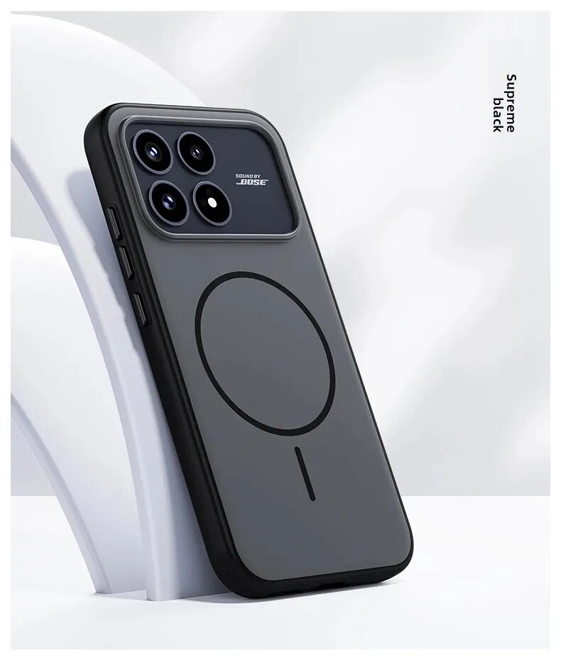Матовый магнитный чехол для телефона с эффектом кожи для POCO F8 Pro Poco F8 Pro, Черный, black