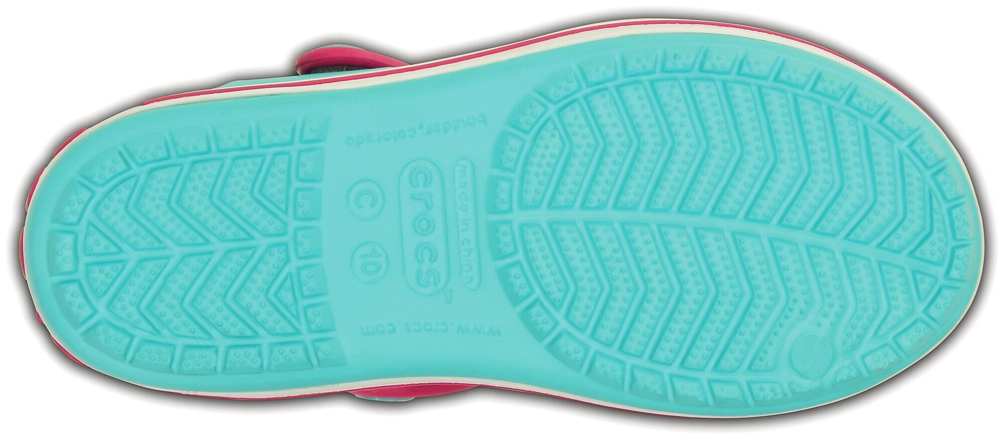 Сандалии Crocs Crocband Sandal, размер C13 US, бирюзовый/розовый — фото 1