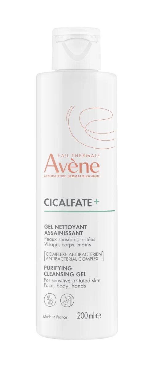 Очищающий гель AVENE Cicalfate+ Purifying Cleansing Gel, для чувствительной и раздраженной кожи очищающий, 200 мл