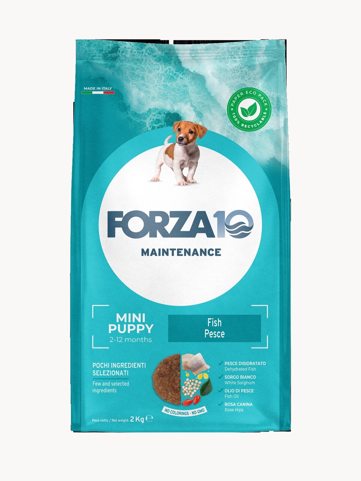 Корм сухой Forza10 для щенков мелких и средних пород с 2,5 месяцев, в период беременности и лактации, с рыбой, 2 кг