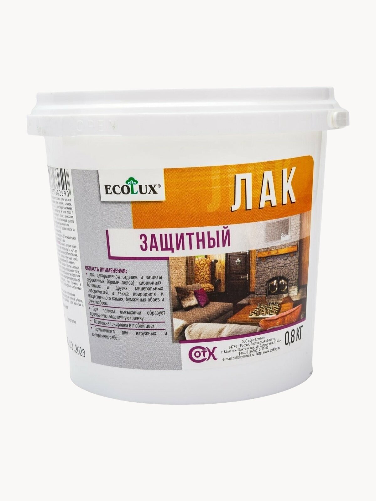 Защитный лак ECOLUX 0.8 кг 4607133682590 для декоративной отделки