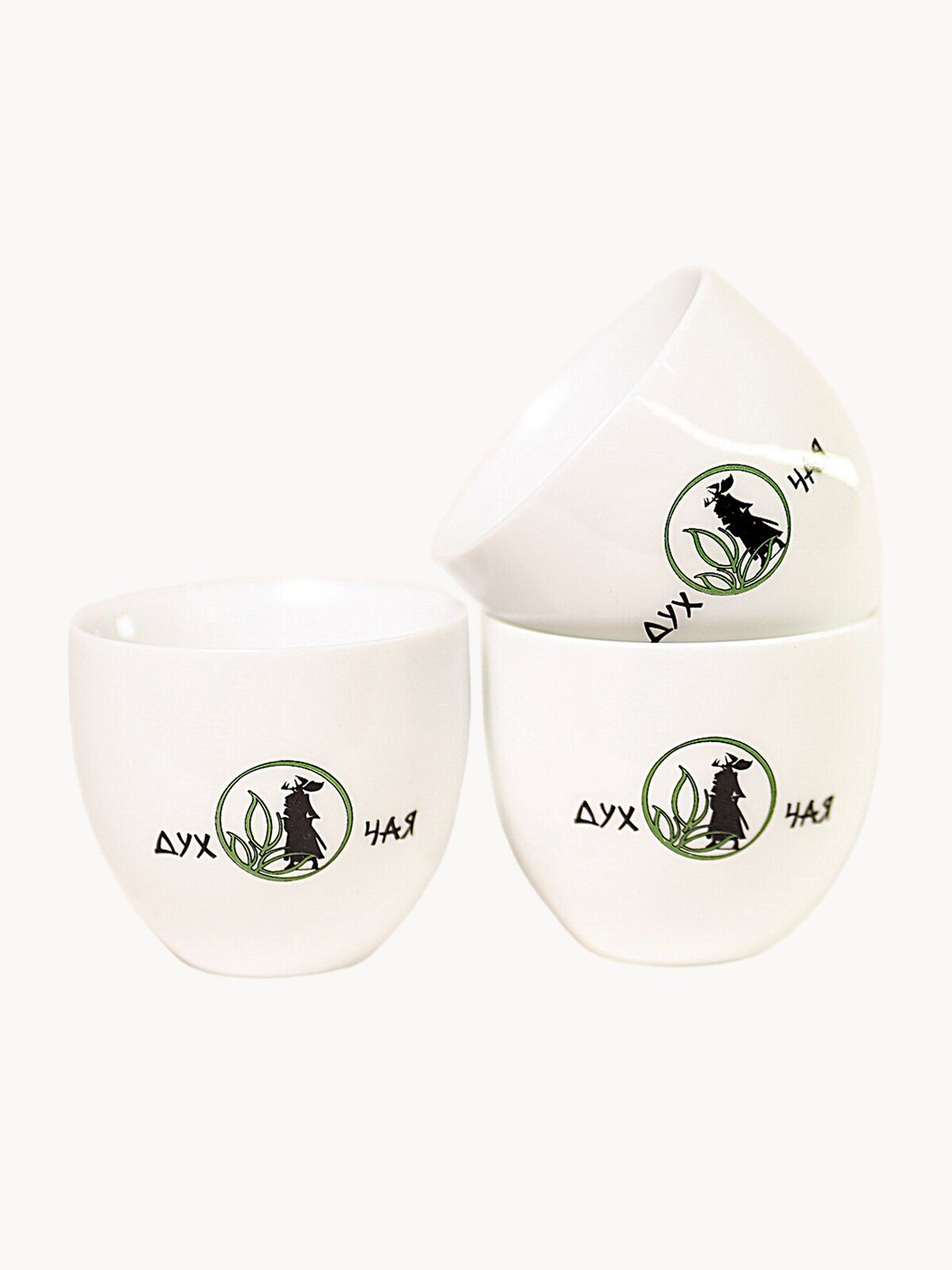 Набор пиал "Дух Чая" для чайной церемонии, белые, 70 мл, 3 шт.