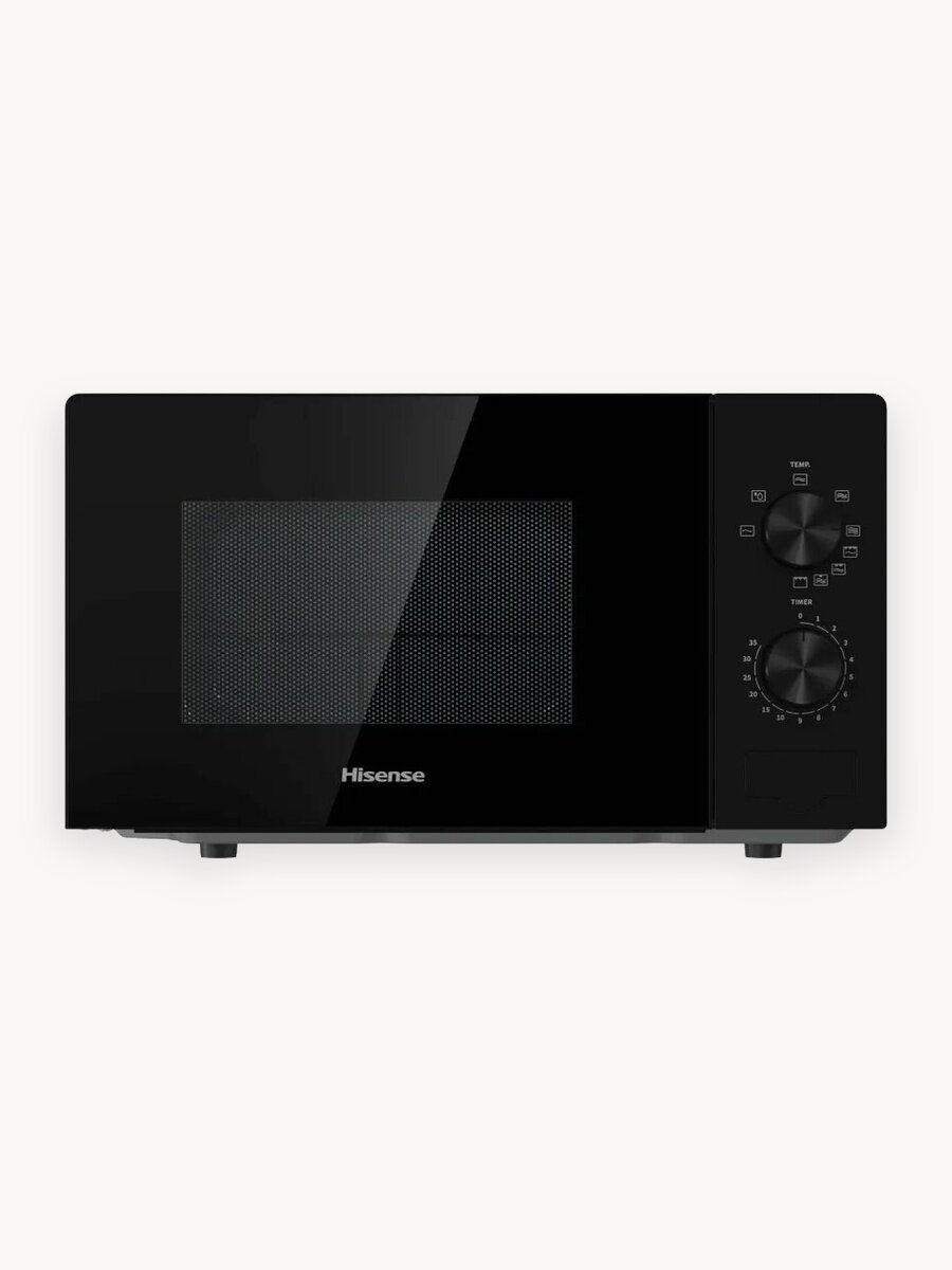 Микроволновая печь для кухни Hisense H20MOBP1, 20 л, 5 уровней мощности, функция разморозки, механическое управление, индивидуальная настройка времени, черная; микроволновка свч