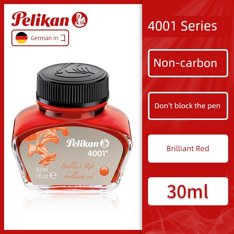 Перьевая чернила Pelikan 4001 Ярко-красные 30 мл Нецветные, без засоров, для шариковых ручек