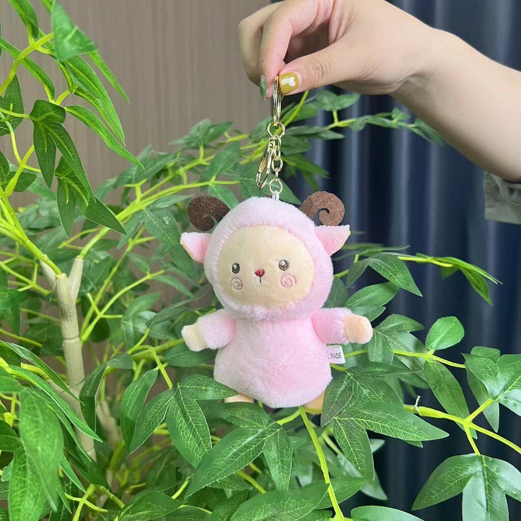 Милый мультяшный овца плюшевый брелок для ключей и рюкзака с милыми вариантами цвета розовое золото