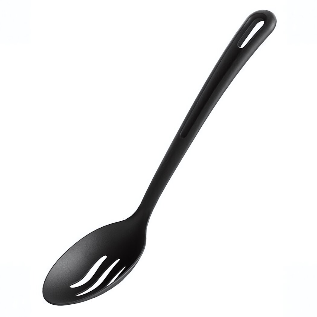 Ложка с прорезями 'IDI Cook', черная, 30 см, полиамид, для удобного приготовления