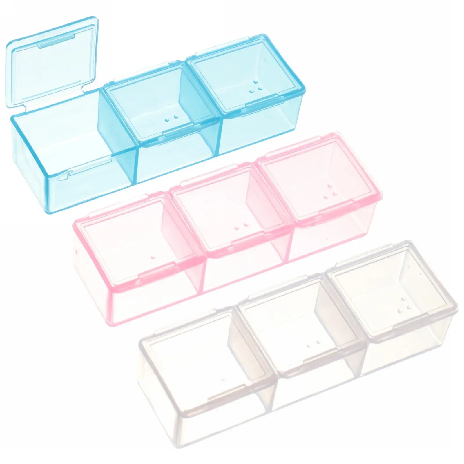 Таблетница-органайзер 3 секции, пластик, 7.2х2х1.5 см, компактный дизайн, разноцветный принт