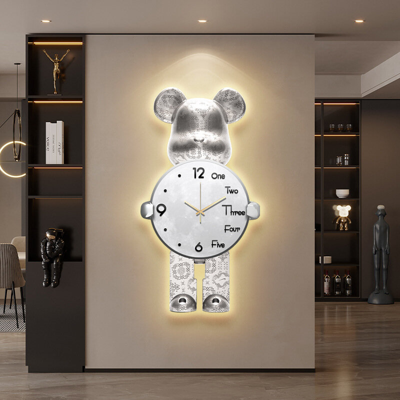 Настенные часы "Медведь" Leju Jishi F, холст, пластик, ширина 32см, высота 60см, без подсветки