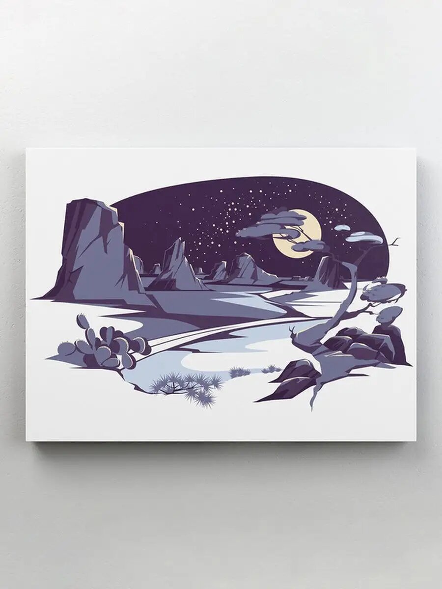 Интерьерная картина на холсте "Ночной пейзаж" размер 40x30 см