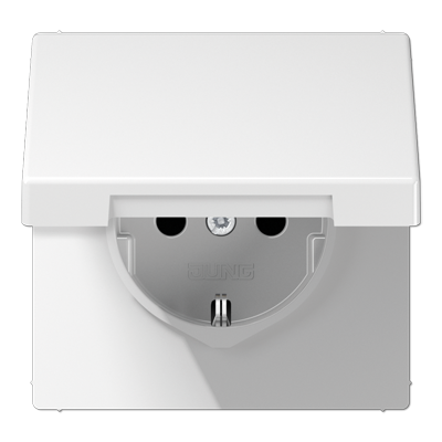 JUNG LS 990 Белая Розетка с заземлением с крышкой безвинт. зажим, LS1520KLWW