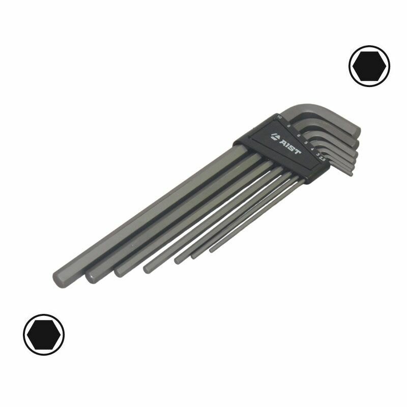 Набор экстрадлинных шестигранников Г-образных ключей HEX 2.5-10 мм AIST 1054307H набор имбусовых ключей H2.5-H10