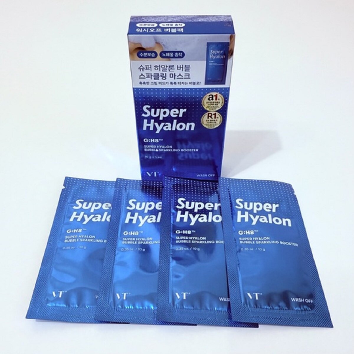 VT Очищающая пузырьковая маска для лица Cosmetics Super Hyalon G: H8 Bubble Sparkling Booster (4шт)