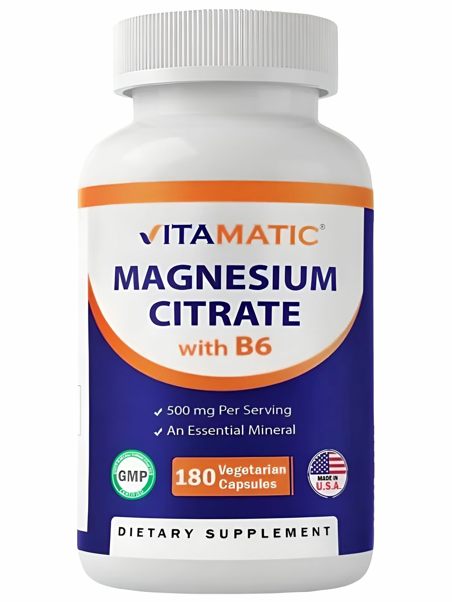Магний цитрат VitaMatic 500 мг 180 капсул, для нервной системы и снятия стресса