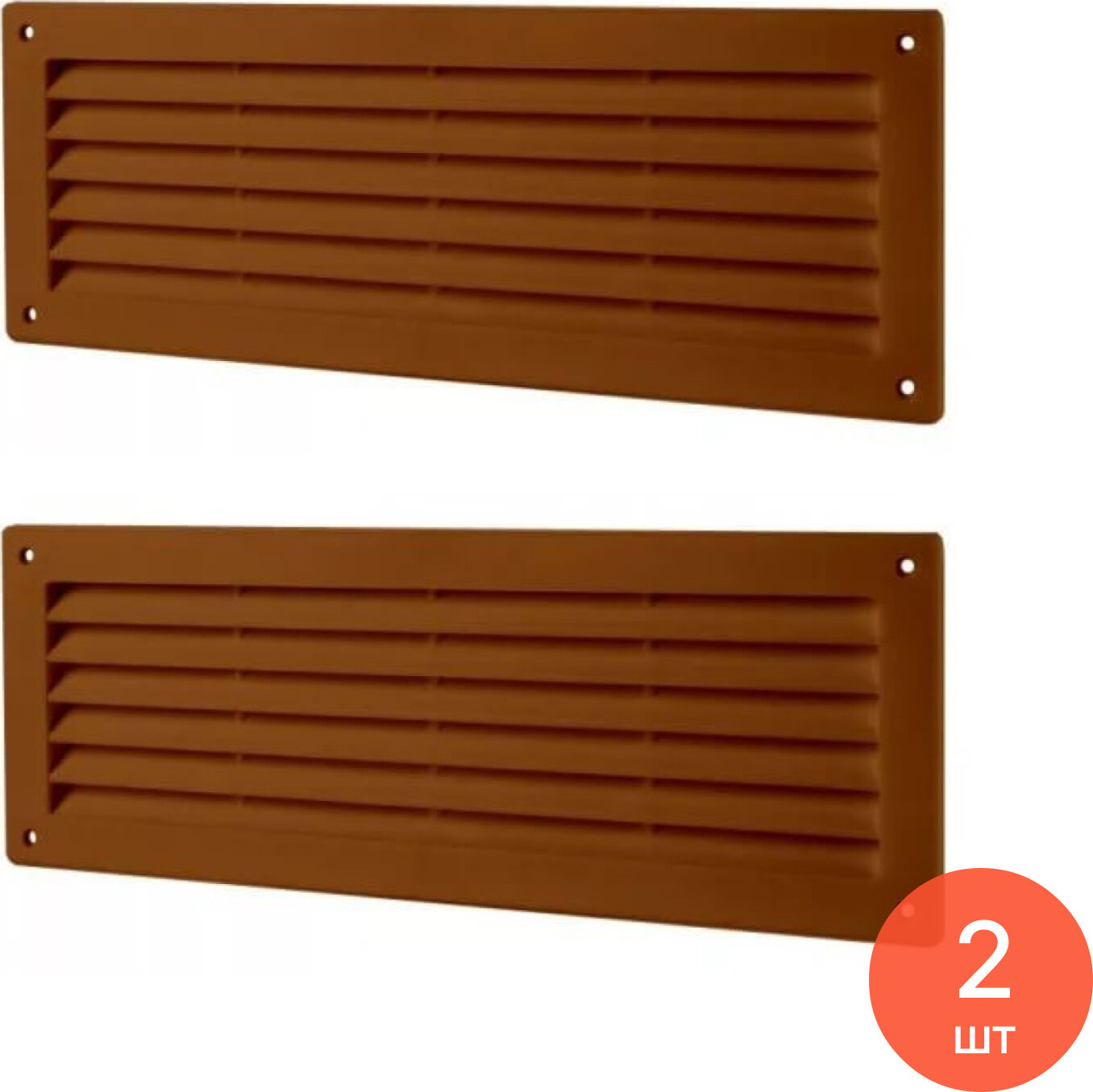 Решетка вентиляционная ЭРА 4409ДП дверная, из пластика, коричневая, размер 450х91мм / строительство и ремонт (комплект из 2 шт)