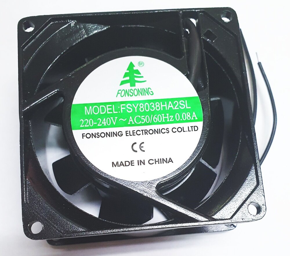 Вентилятор Fonsoning 80x80x38 FSY8038HA2SL, 2400rpm, 28dB(M), 0.08A, 2pin, AC220v