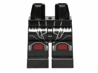 Hips and Legs with SW Sith Trooper Armor with Silver and Dark Red Knee Pads Pattern, 970c00pb0229 Black U