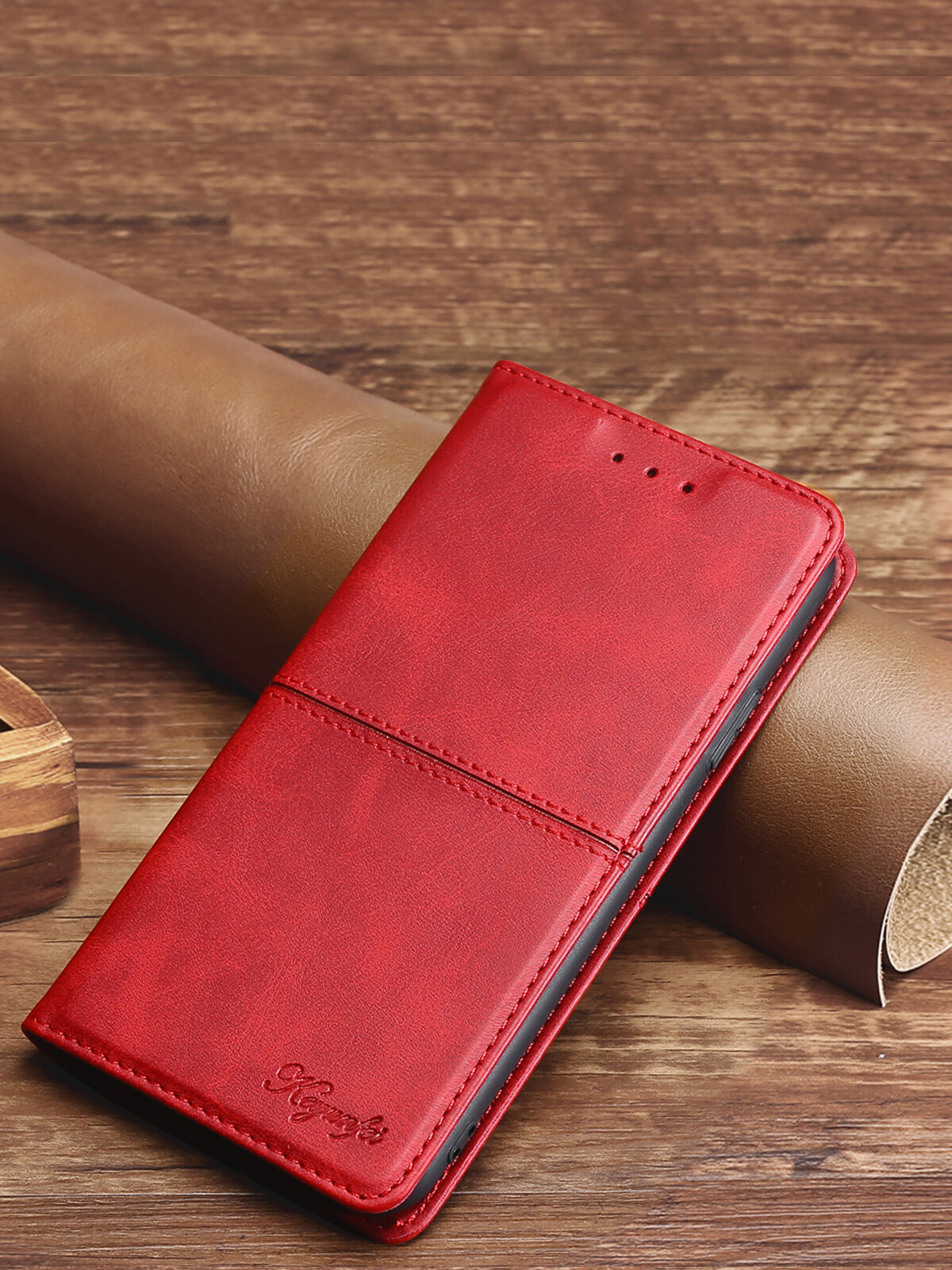 Чехол книжка для Xiaomi Poco M5s и Redmi Note 10 4G и Redmi Note 10S elitcase (Красная)