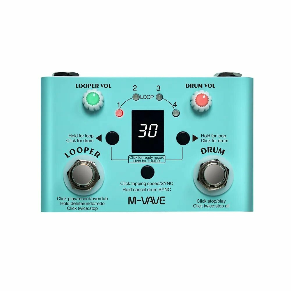 M-VAVE LOST TEMPO Педаль эффектов Drum & Looper Effector Mini 2-in-1 Looper