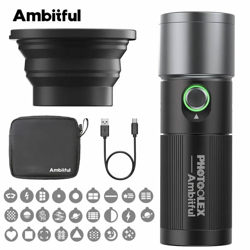 Студийный фонарик Ambitful 10 Вт для проекционной фотосъемки с фокусировкой