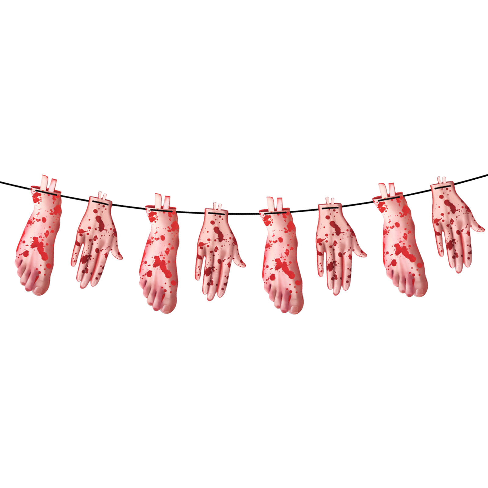 10FT Halloween Bloody Banner with Hand & Foot, Multicolor Paper Garland Banner, Length 9.84ft, for Halloween Party Decorations, Zombie Party Supplies, Home, Restaurant Decor