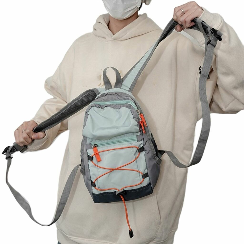 Легкий рюкзак для путешествий ins mini casual bag на шнурке-мятно-зеленый