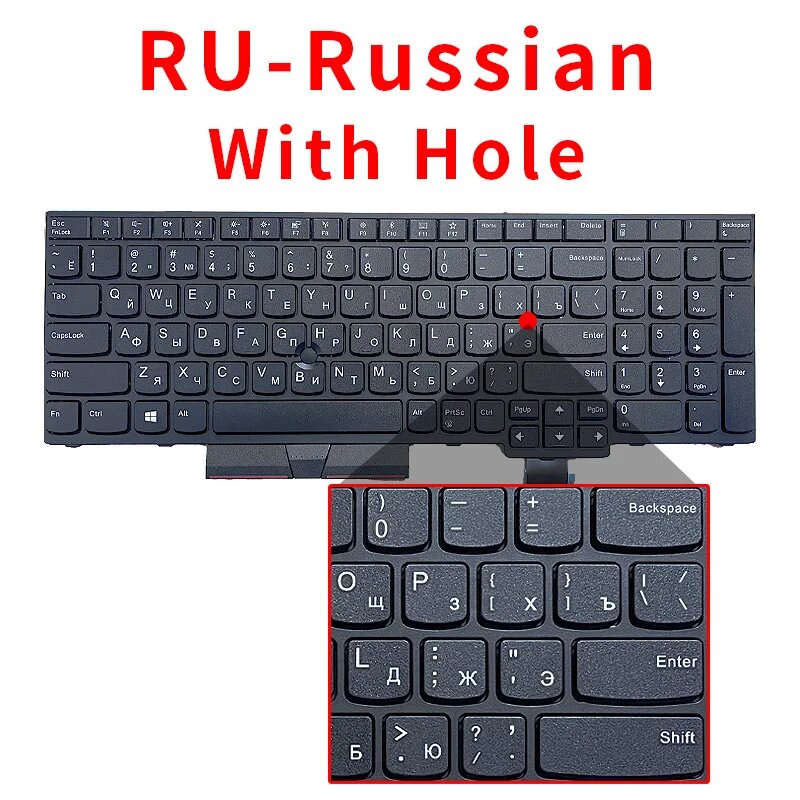 Клавиатура русская Lenovo ThinkPad T570 T580 с отверстием
