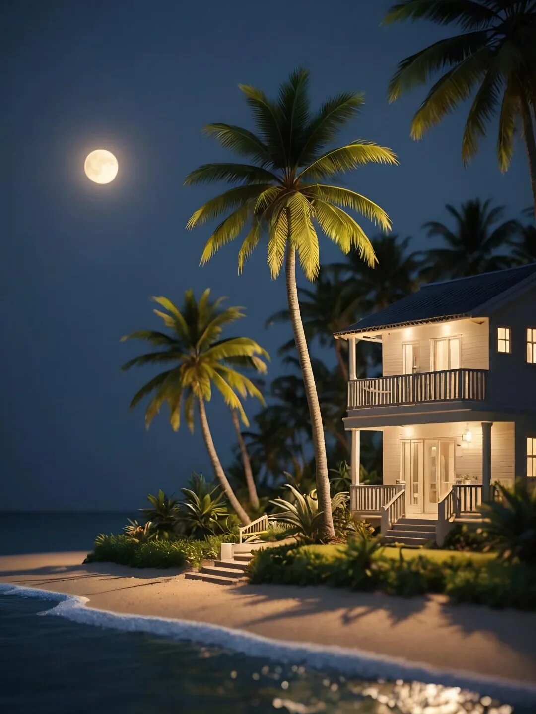 Картина из алмазной мозаики на подрамнике Круглые бриллианты 40х50см "Кокосовая пальма"