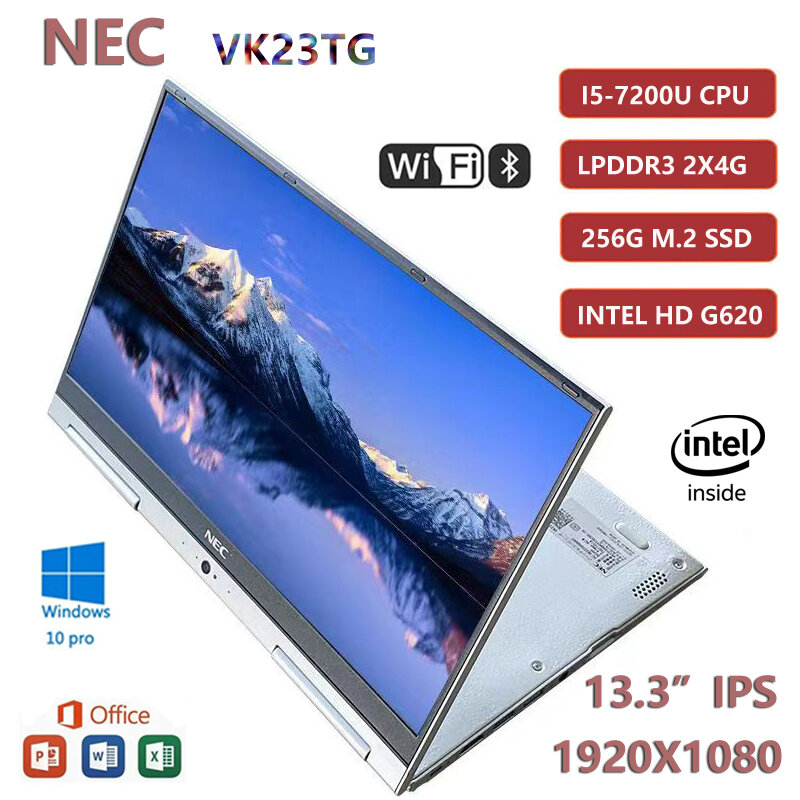 ноутбук 13.3 " NEC VK23TG (CORE i5-7200U CPU+LPDDR3 1X8G RAM+256G M.2 NGFF SSD+Intel HD Graphics 620+1920X1080 IPS 4K ) Win 10 pro ( складной + Два в одном)