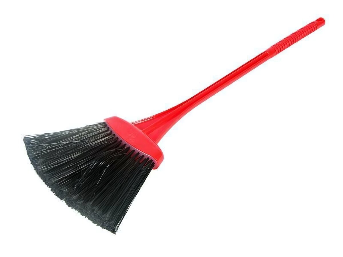 Веник жесткий пластиковый 41120, черный и красный, для уборки дома