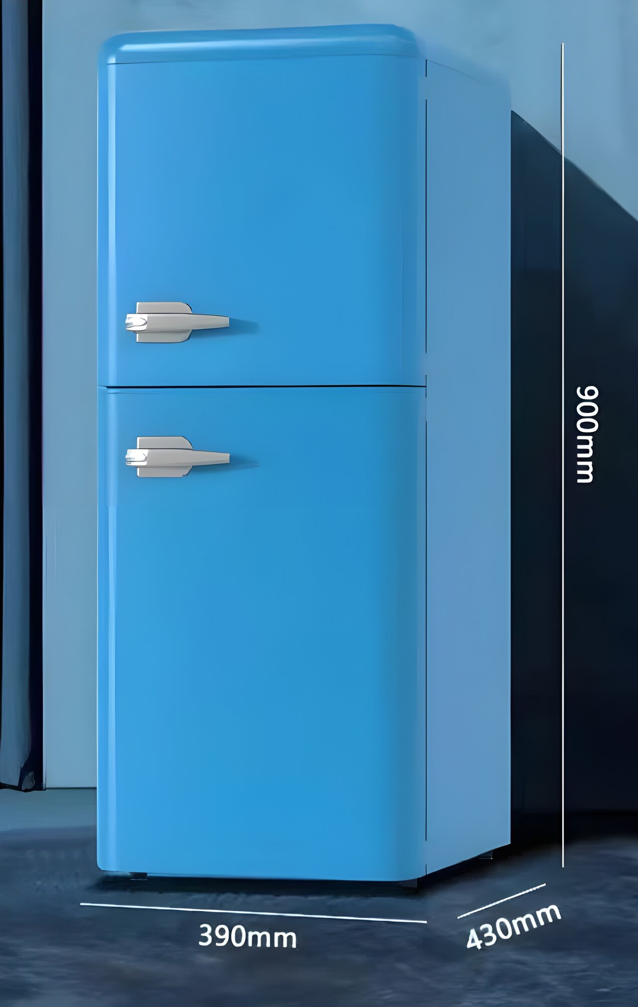Ретро-холодильник Chigo BCD-72P138 синего цвета, 390х430х900 мм