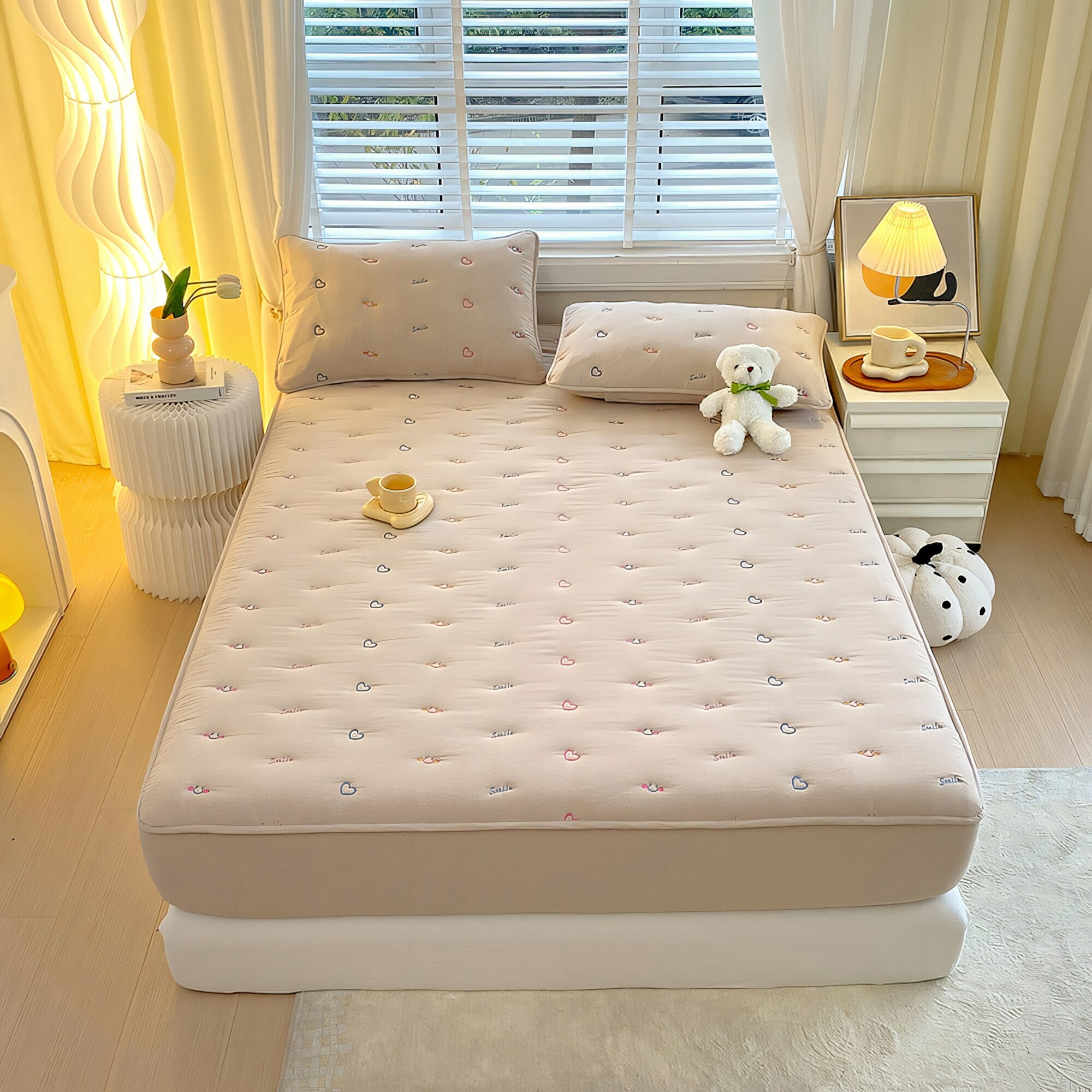 Комплект постельного белья: простыня на резинке и 1 наволочка, 1.5-спальное, 90 х 200 см, 100% хлопок, кофейный