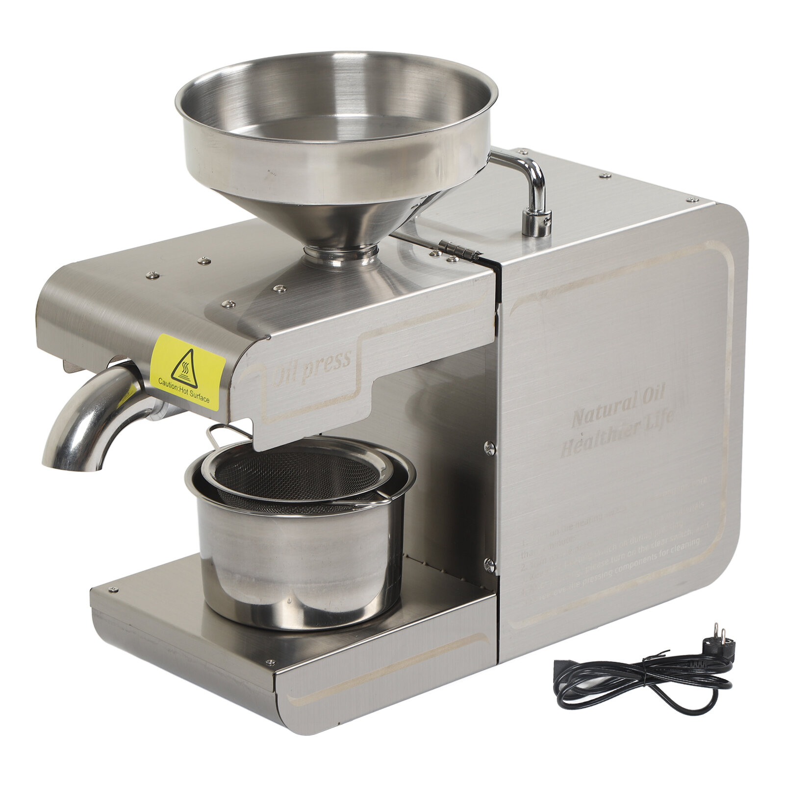 T1 Маслопресс Машина Электрический Кухонный Маслоделатель Авто Из Нержавеющей Стали Мини Складной Интеллектуальный Контроль Температуры Маслоотделитель Для Семян Экспеллер ЕС Вилка 220 В