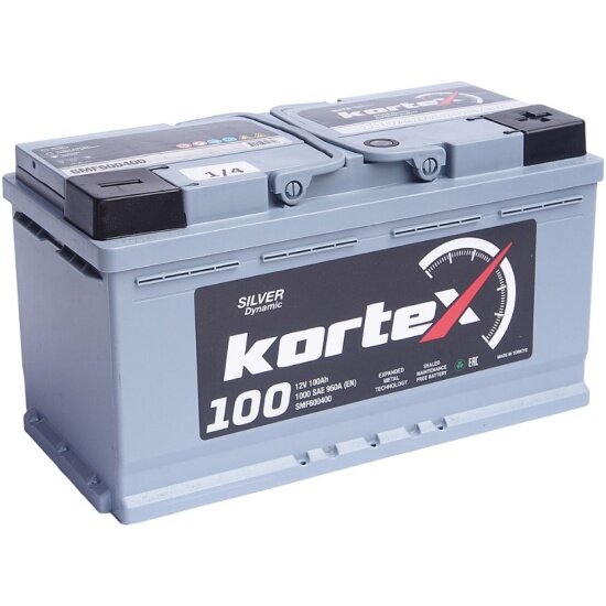 Аккумулятор Kortex Silver Dynamic, 250x250x450, обратная полярность, 100 Ач, 6СТ100(0) SMF600400